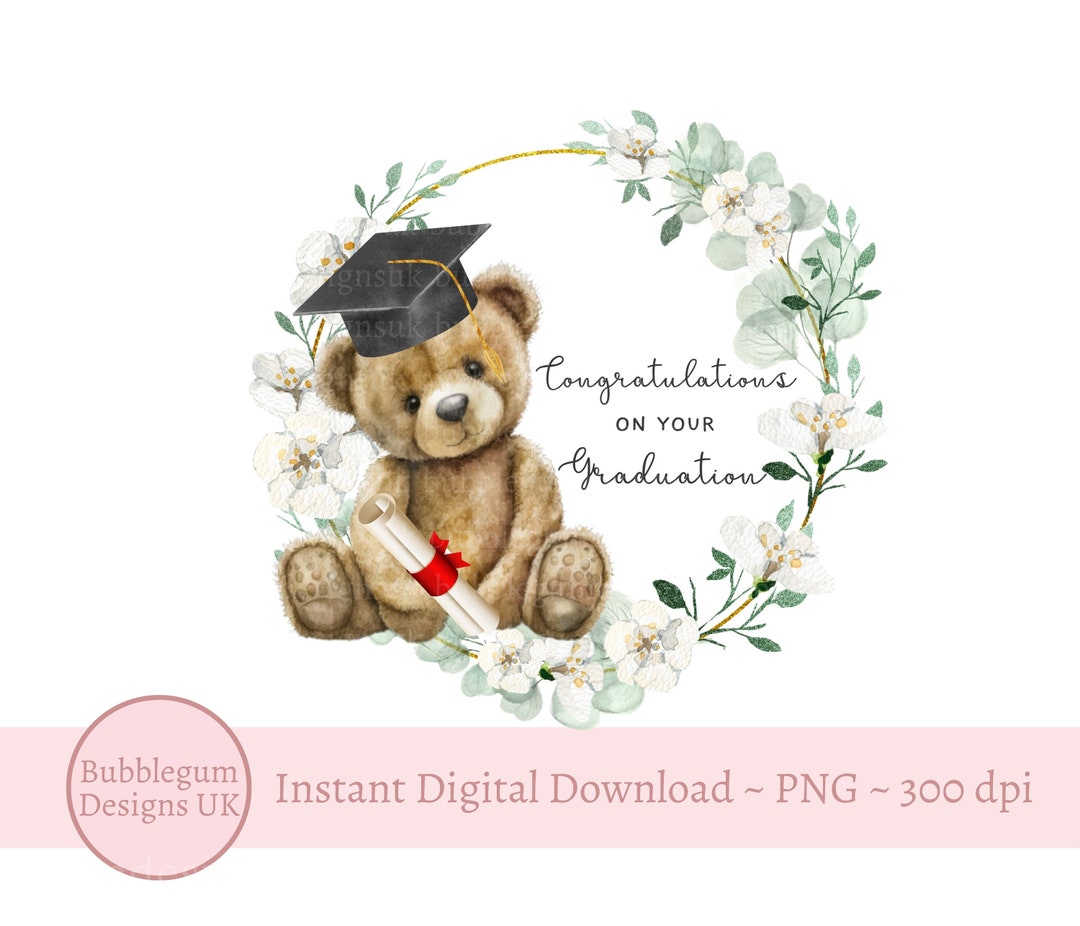 Congratulations on Your Graduation Teddy Bear Sublimation Design, PNG ...