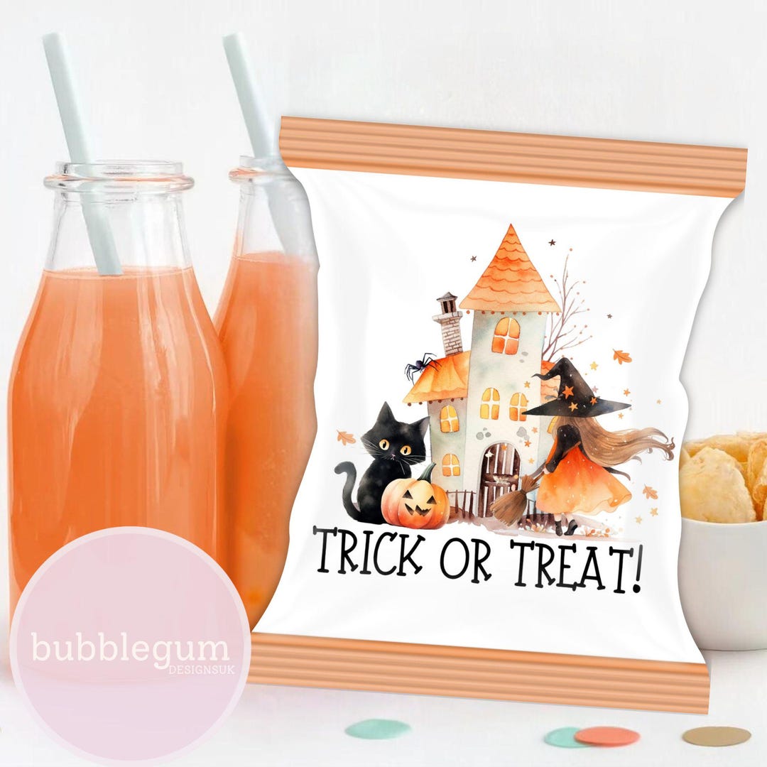 Halloween Treat Packet, A4 Printable JPG, Trick or Treat Bag, Halloween ...