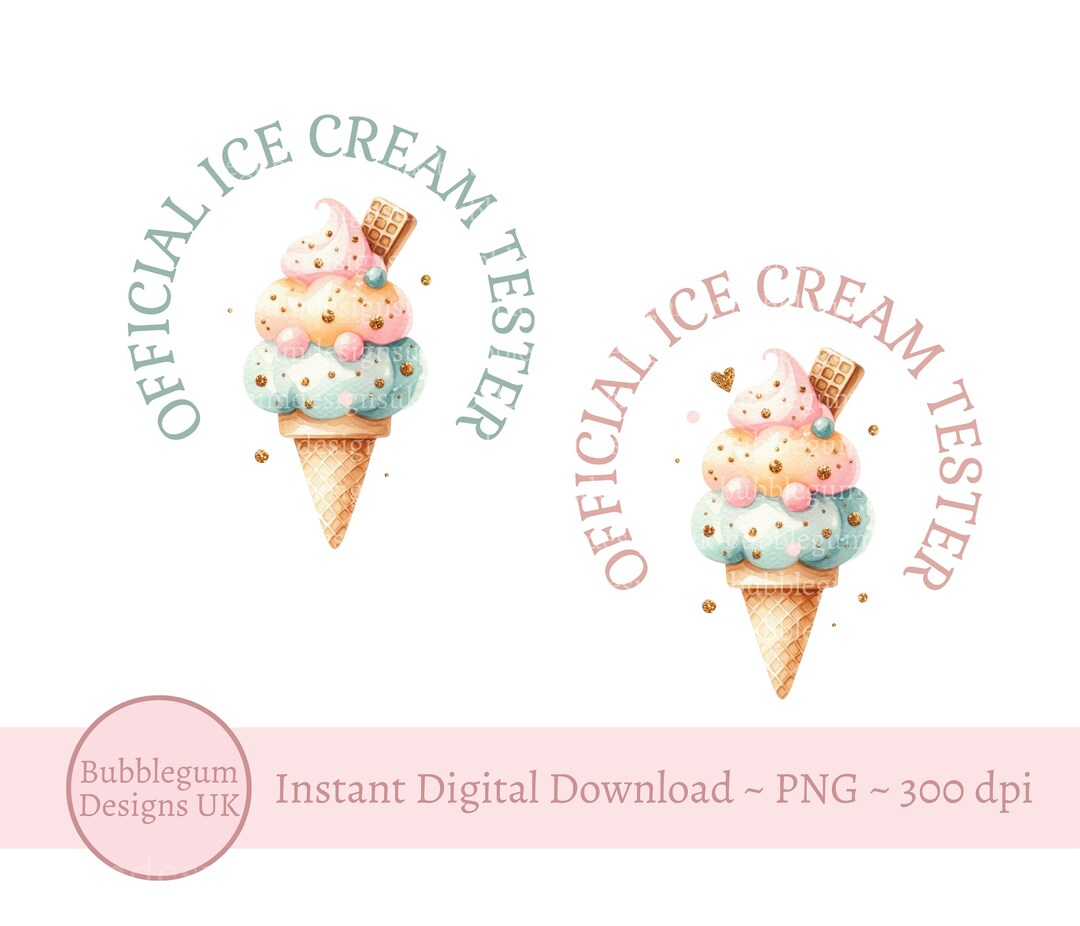 Official Ice Cream Tester PNG, Set of 2 Girls Boys Summer Tshirt ...
