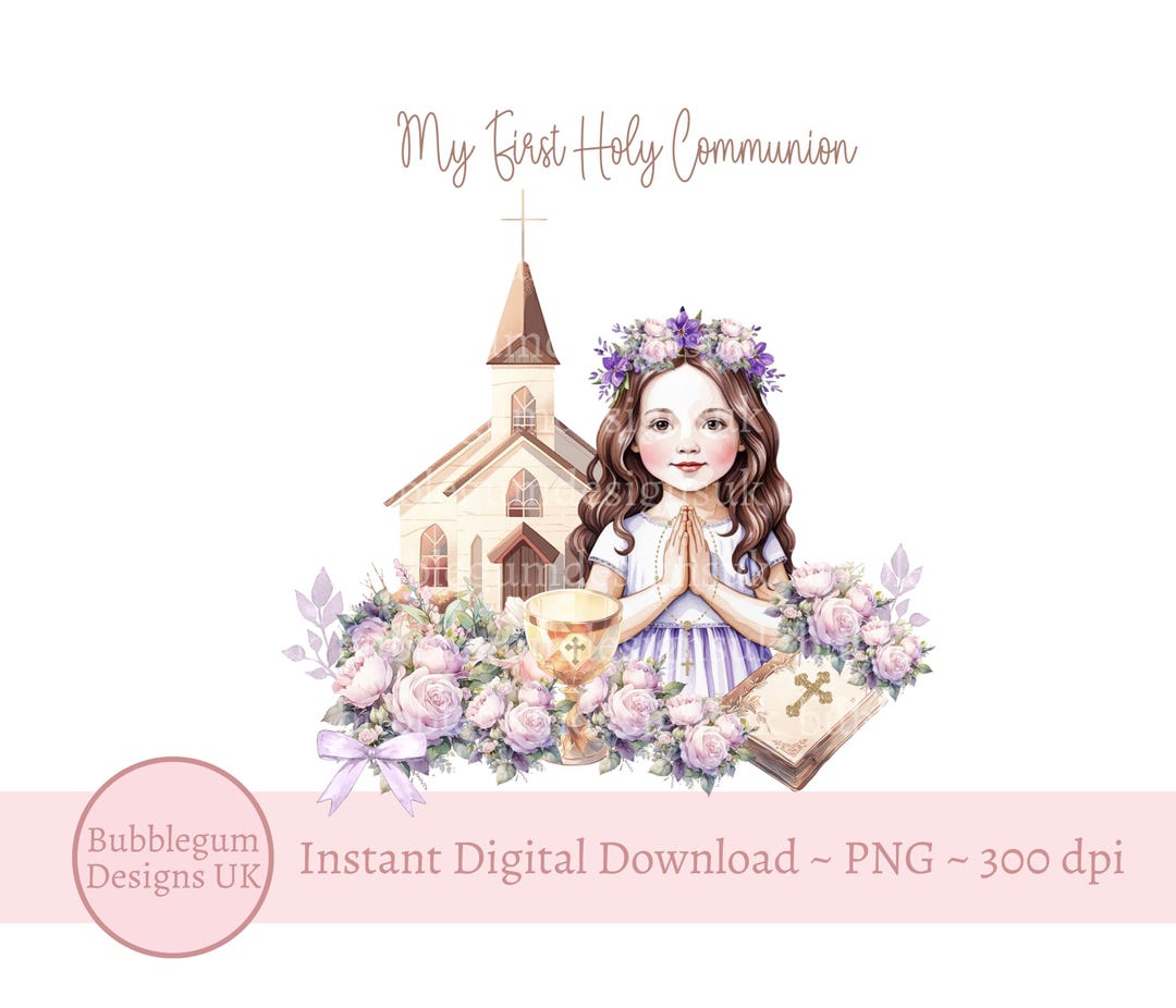 My First Holy Communion PNG, Praying Girl First Communion Clipart, Holy ...