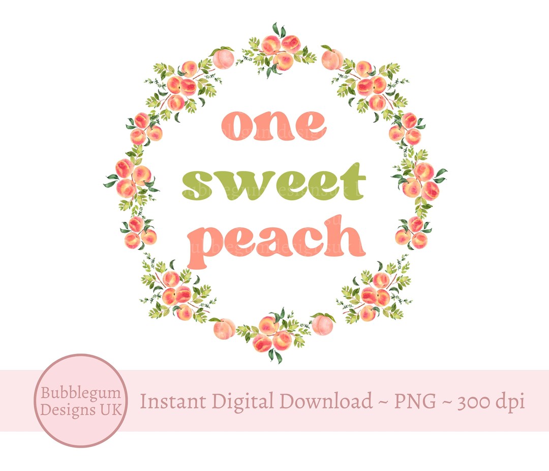 One Sweet Peach Wreath PNG, Watercolor Peach Wreath, Baby T Shirt ...