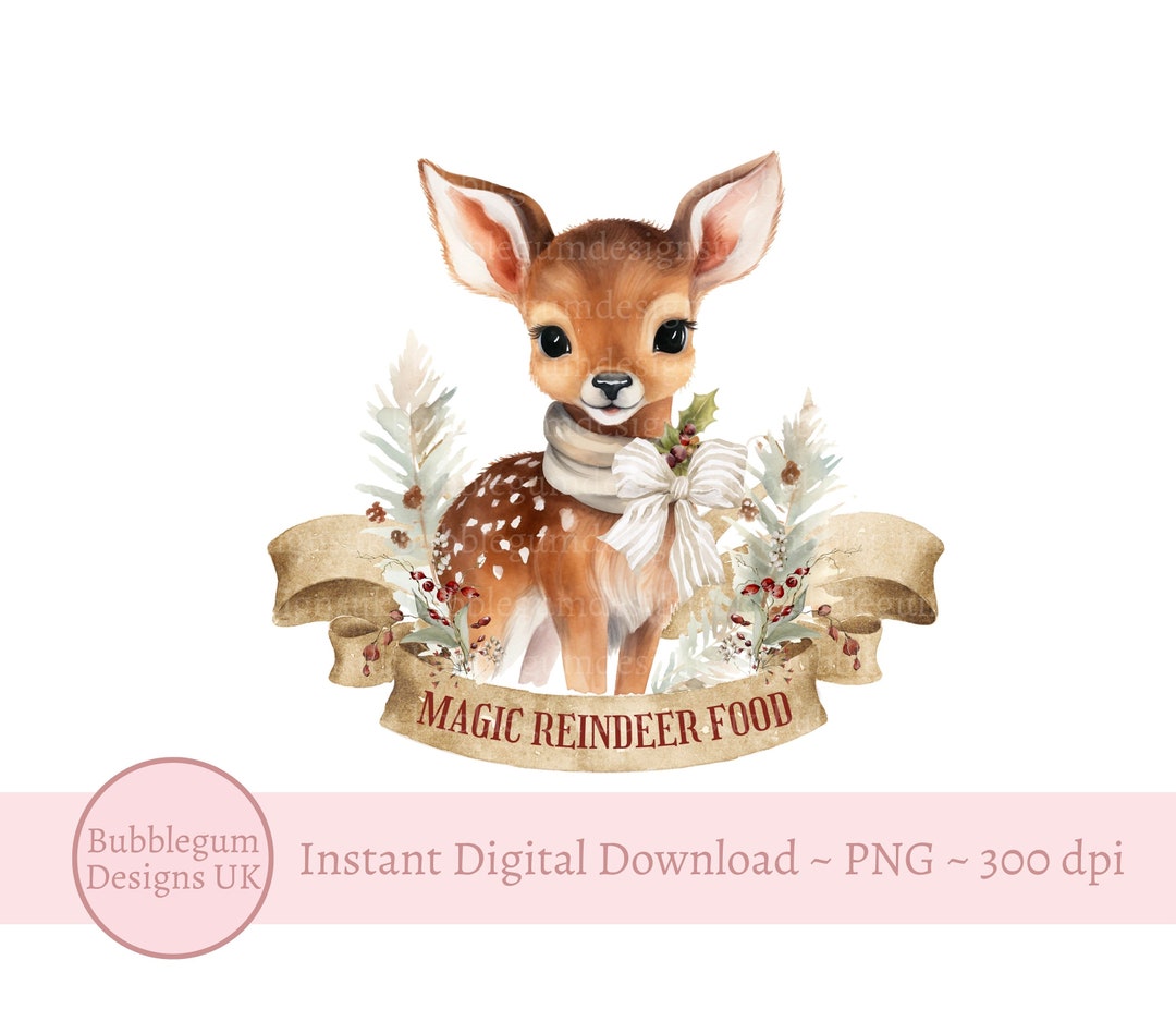 Magic Reindeer Food PNG, Reindeer Food Sticker Design, Vintage Deer ...