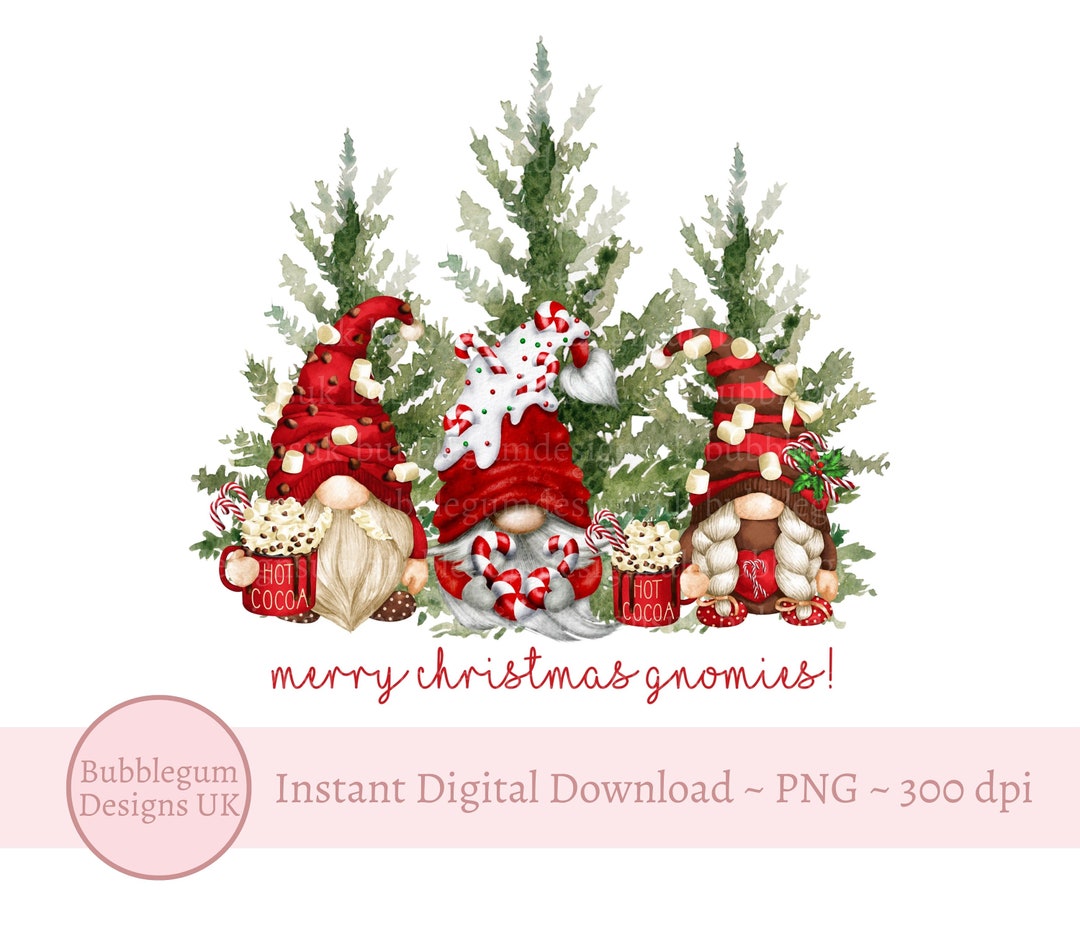 Christmas Gnomes PNG, Merry Christmas Gnomies Clip Art, Sublimation ...