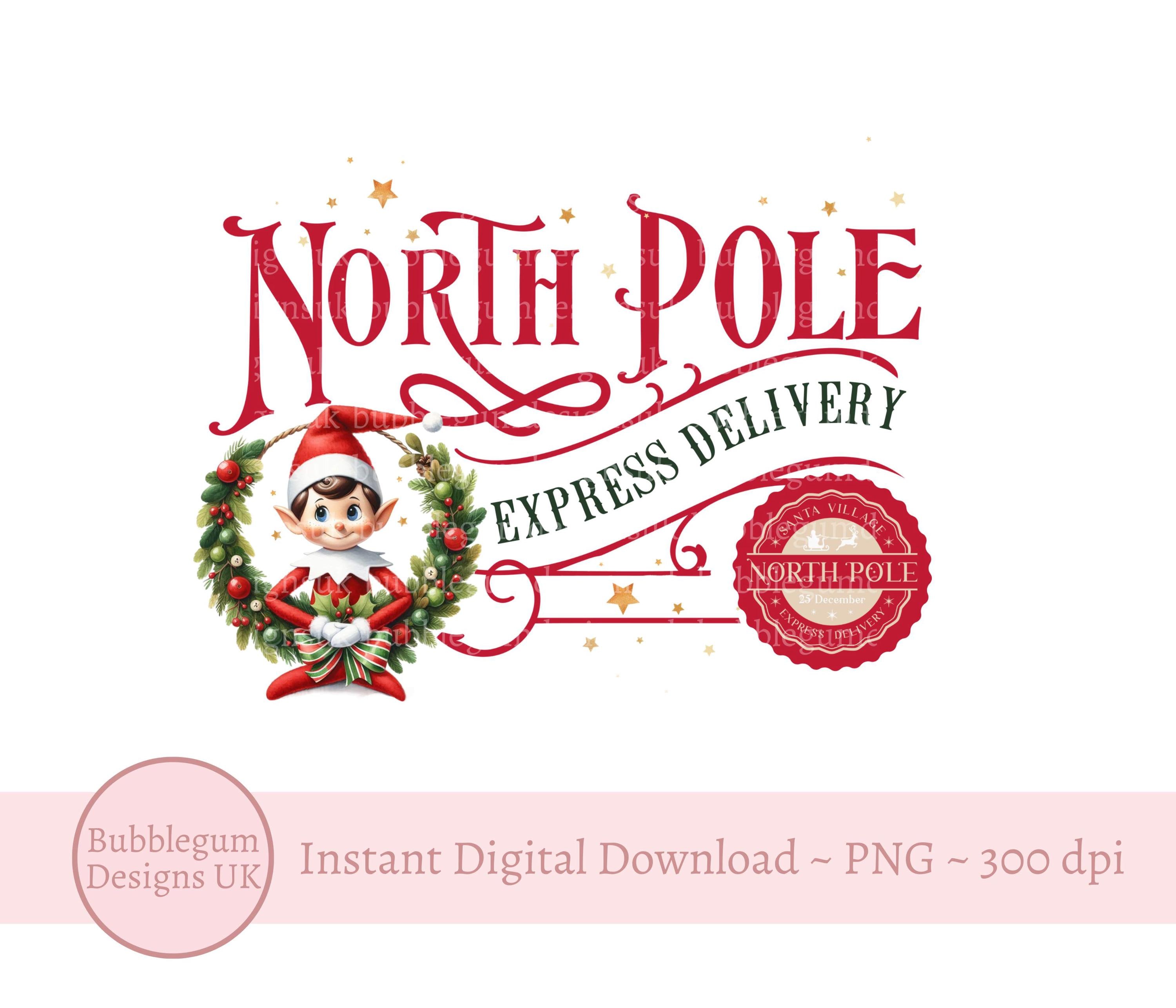 Red North Pole Elf Express Delivery Christmas Design, PNG, Christmas ...