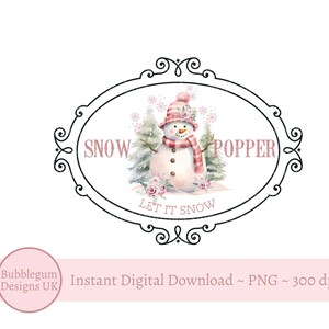 Pink & Blue Snow Popper Label PNG, Magic Snow Sticker Design, Christmas ...