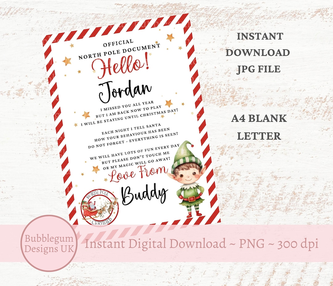 Boy Elf Letter, A4 Elf Christmas Letter, Naughty Elf, Christmas Elf ...