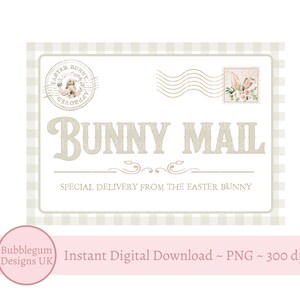 A4 Green Printable Easter Bunny Mail Shipping Label JPG, Easter Bunny ...