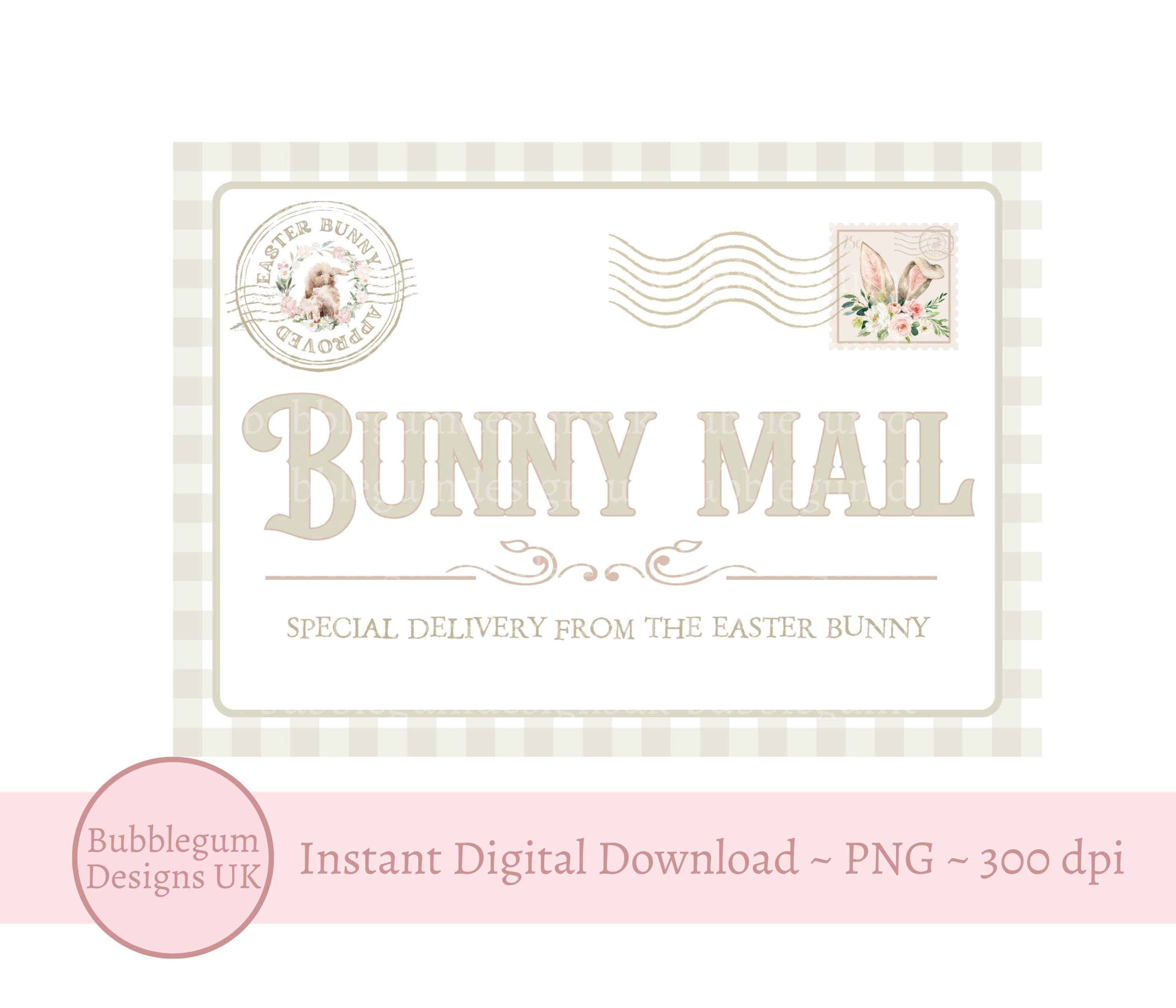 A4 Green Printable Easter Bunny Mail Shipping Label JPG, Easter Bunny ...