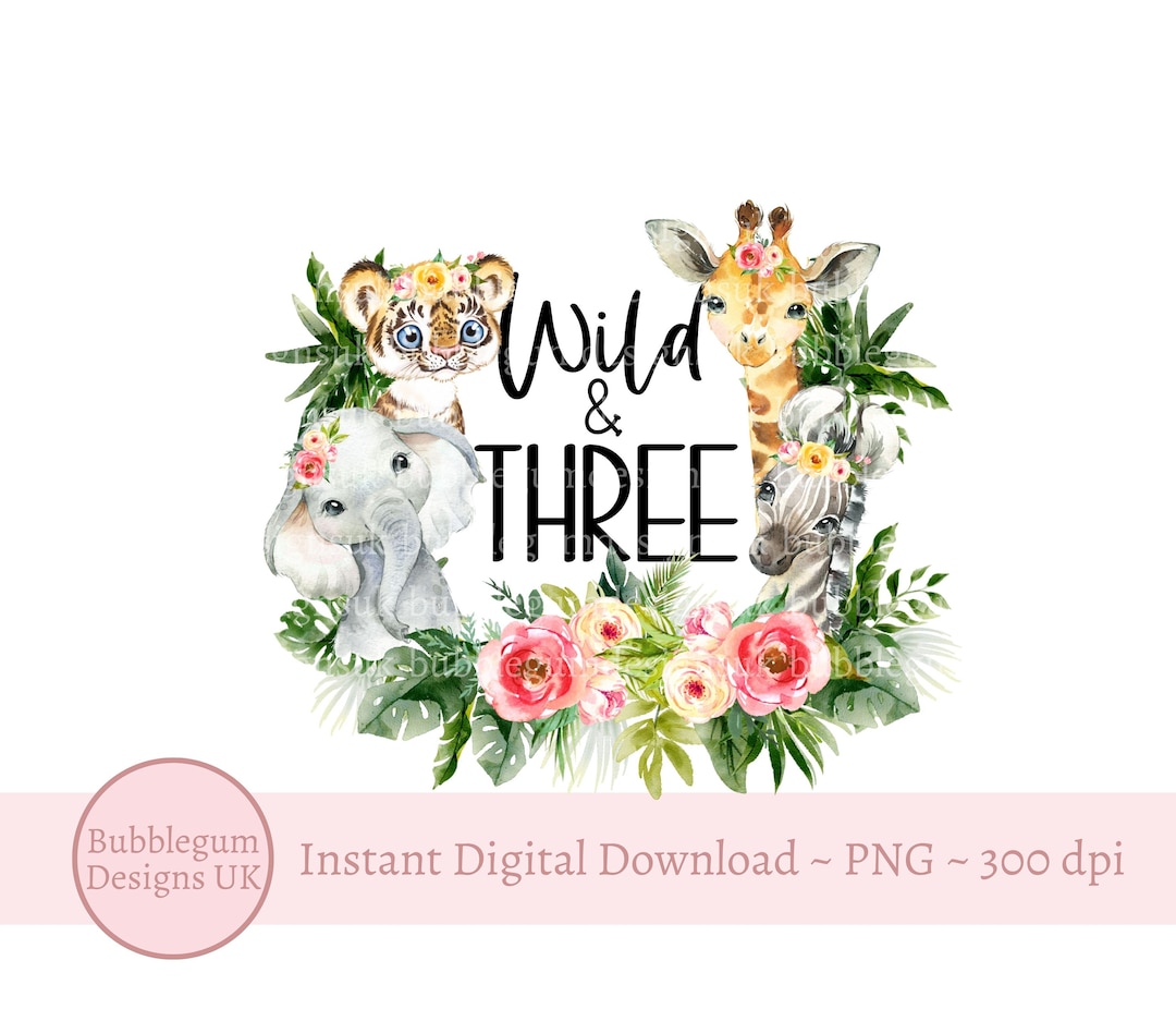 Wild & Three Safari Animals PNG, Watercolor Baby Safari Animals ...