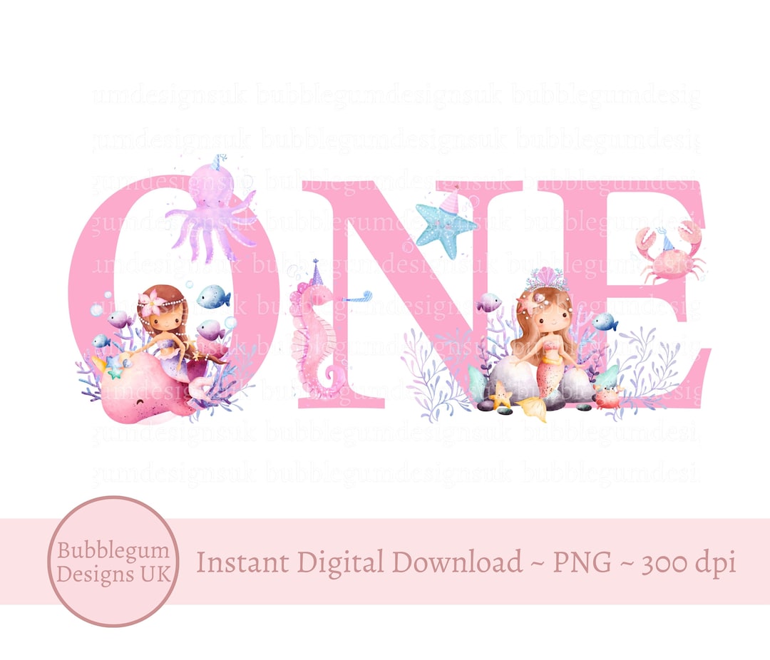 Mermaids PNG, Mermaid 1st Birthday Sublimation Design, Under the Sea ...