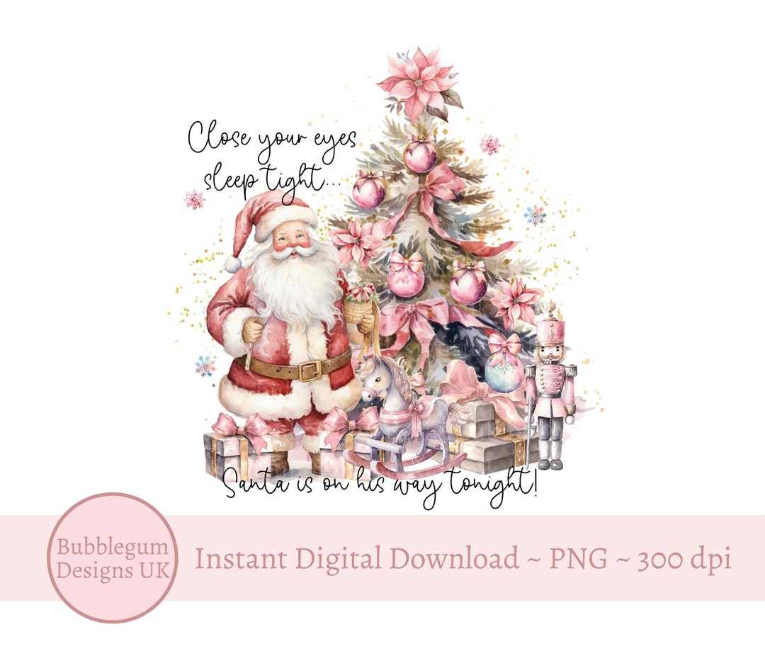 Pink Christmas PJ Design Santa Christmas Tree PNG, Christmas Clip Art ...