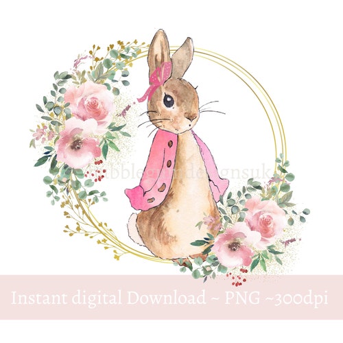 Flopsy Bunny Rainbow PNG Bunny Sublimation Design Pink - Etsy
