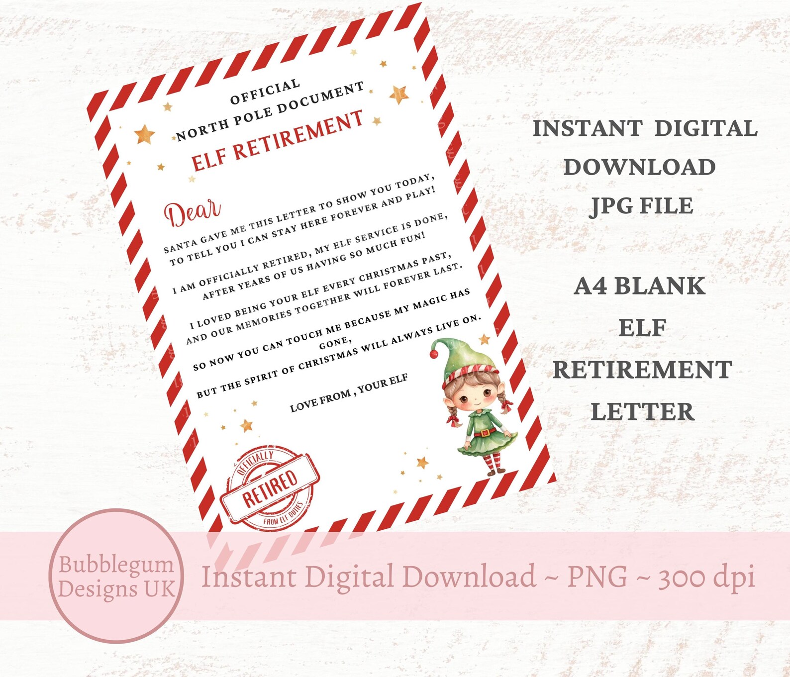 A4 Christmas Elf Retirement Letter, Boy & Girl Elf Versions Included ...