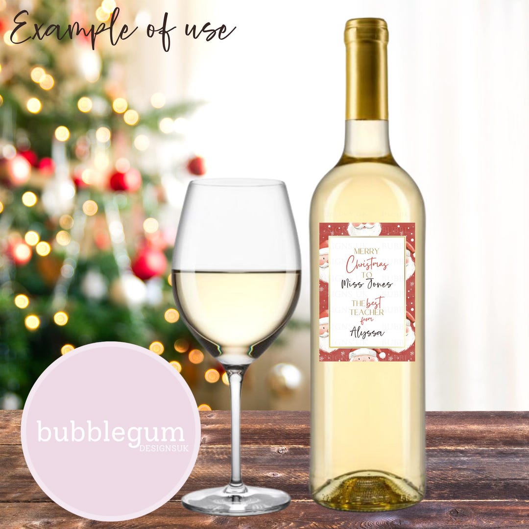 A4 Santa Wine Bottle Label, JPG, Parcel Label, Merry Christmas Bottle ...