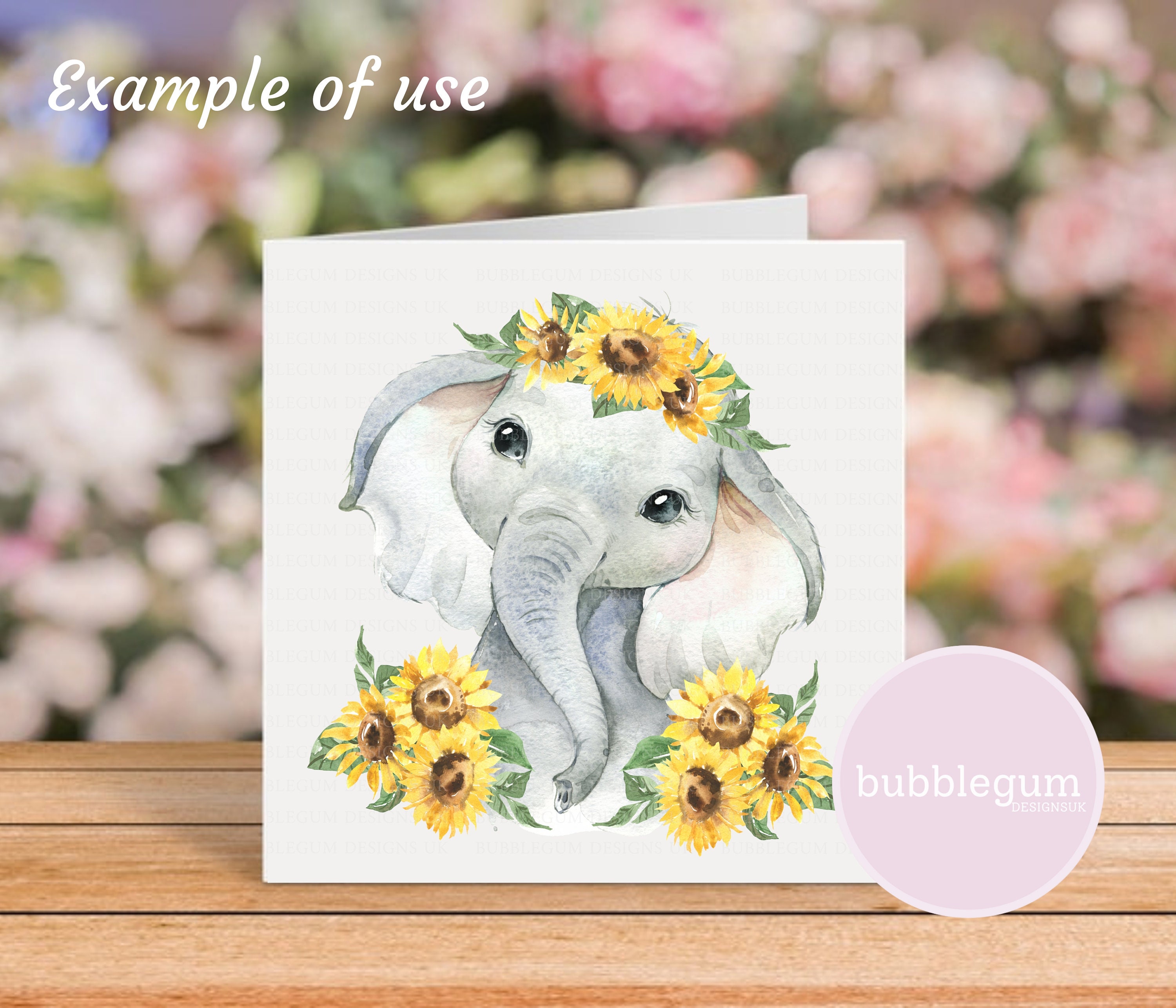 Baby Elephant Sunflower Floral Crown PNG Watercolor Elephant - Etsy UK