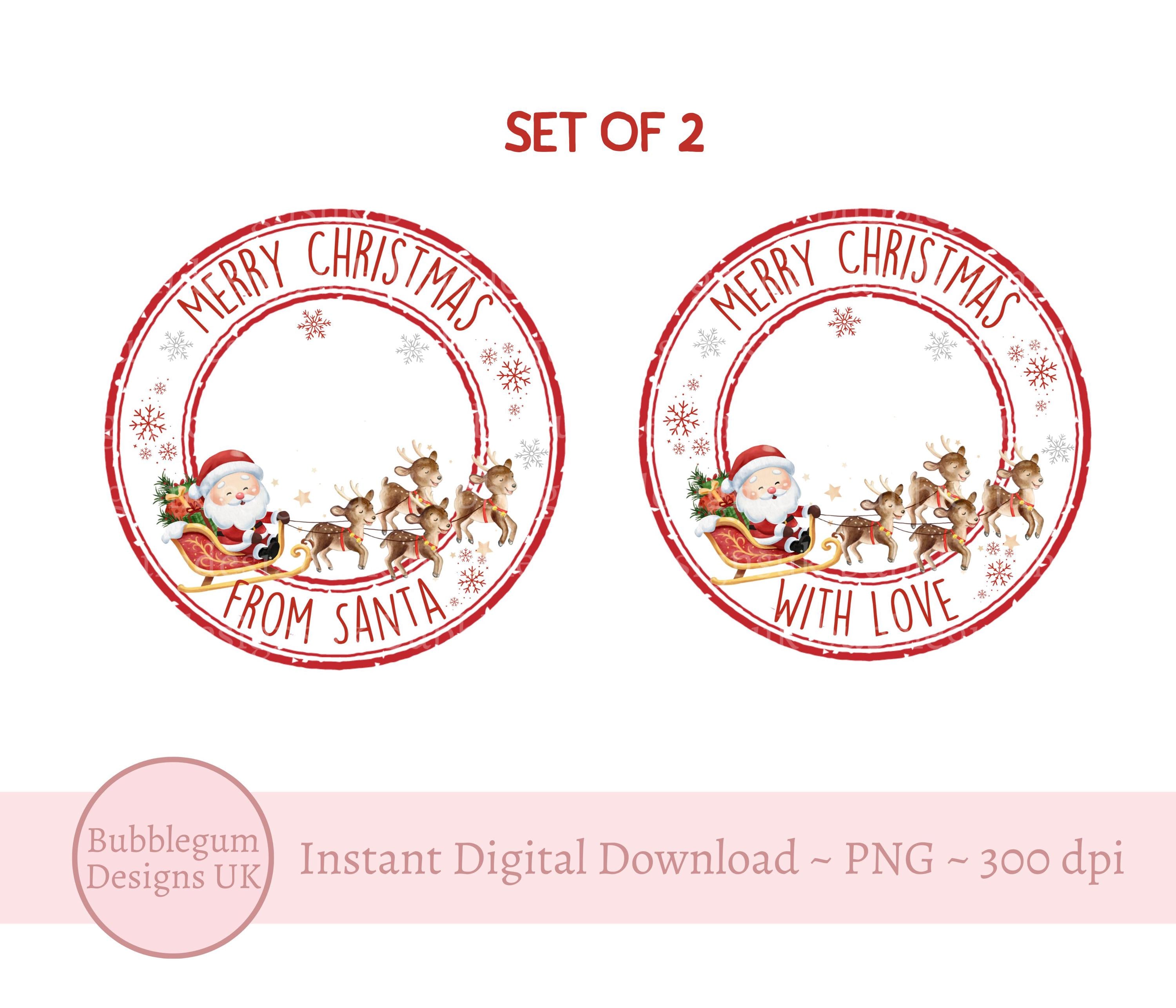 2 X Santa Sleigh Merry Christmas Stamp Design, Christmas Letter Stamp ...