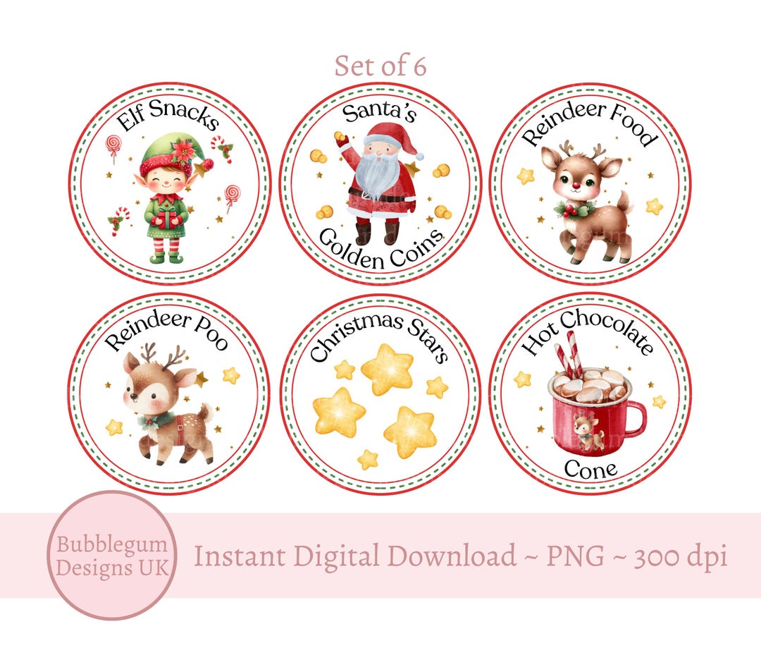 Santa's Christmas Treats Set PNG, Christmas Candy Set, Stickers, Cute ...