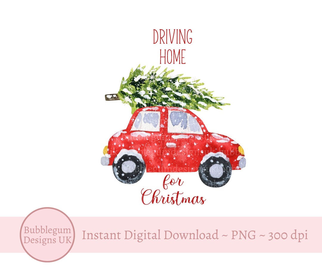 Driving Home for Christmas PNG, Red Car Christmas Clipart, Christmas ...