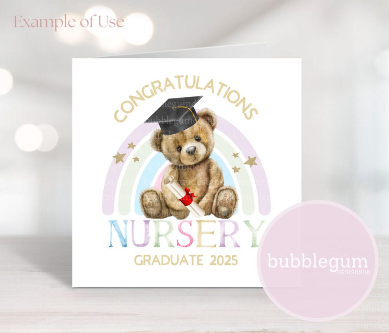 Congratulations Nursery Graduate 2026 Teddy Bear Sublimation Design ...