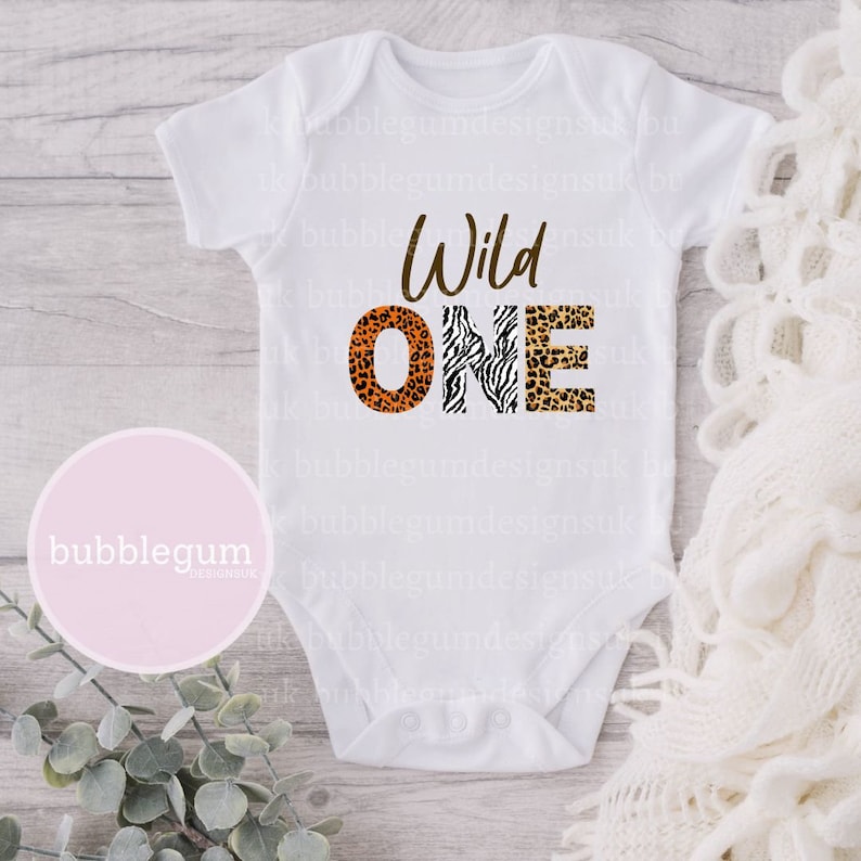 Set of 3 Safari Animal Print Words PNG Wild One Two - Etsy