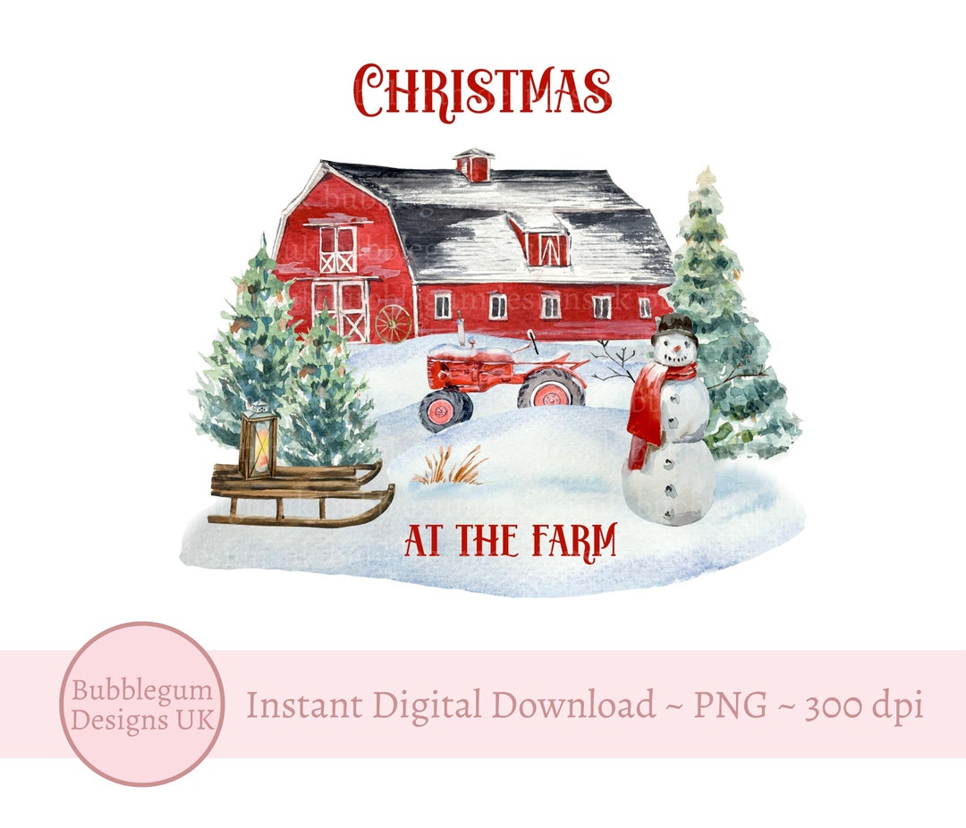 Christmas at the Farm PNG, Christmas Clip Art, Christmas Card Design ...