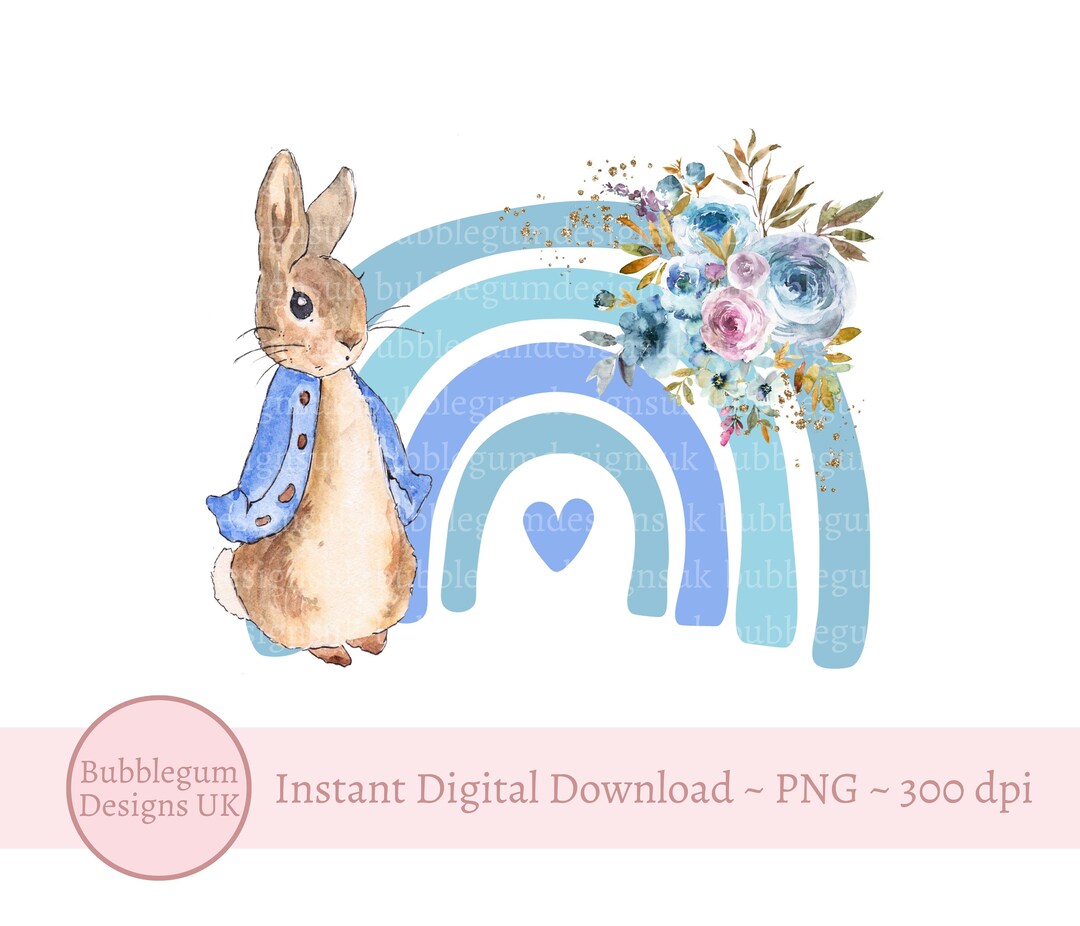 Blue Floral Peter Rabbit Rainbow PNG Peter Rabbit Clipart - Etsy