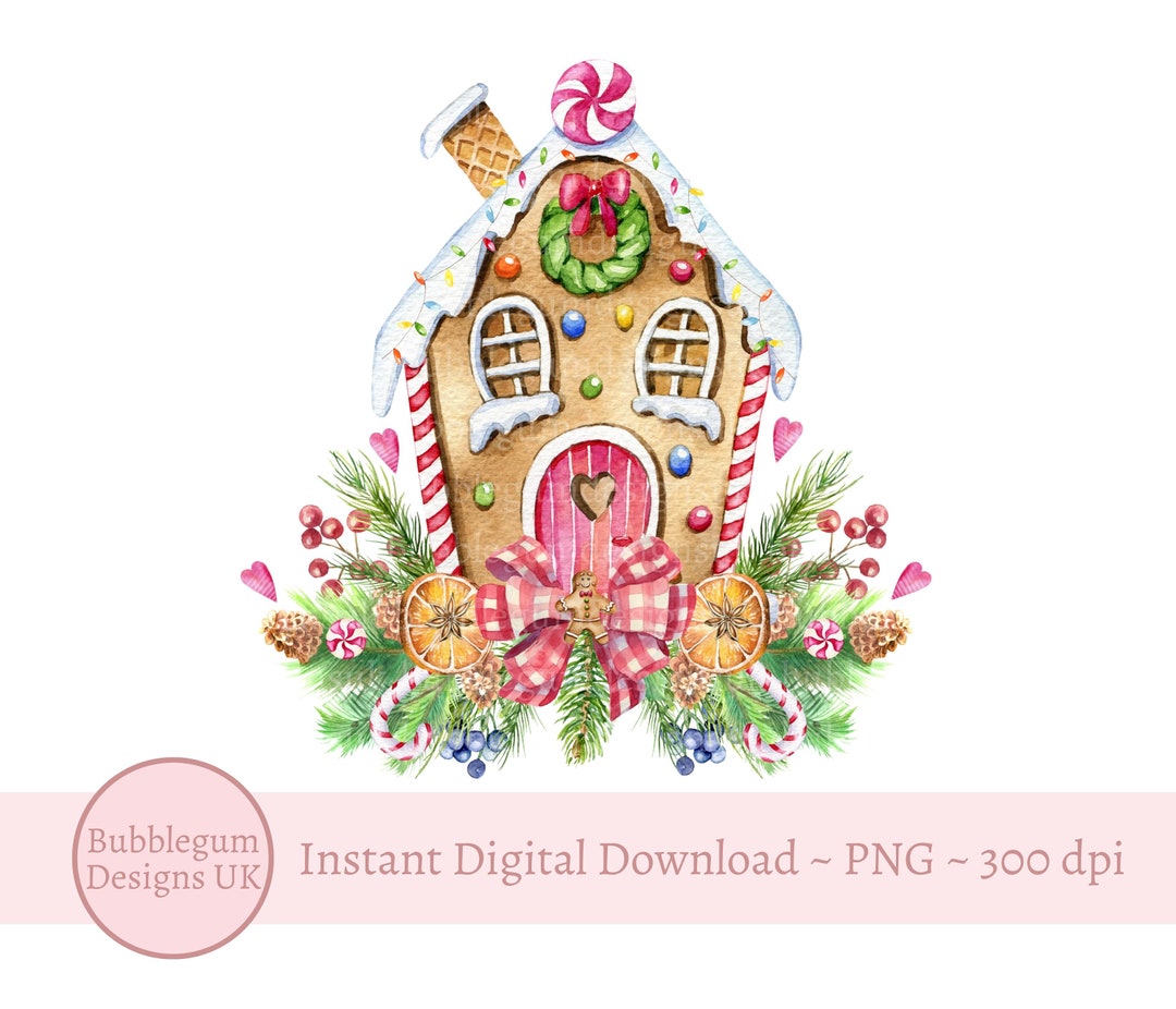 Gingerbread House & Candy Cane Christmas Holidays PNG - Etsy UK