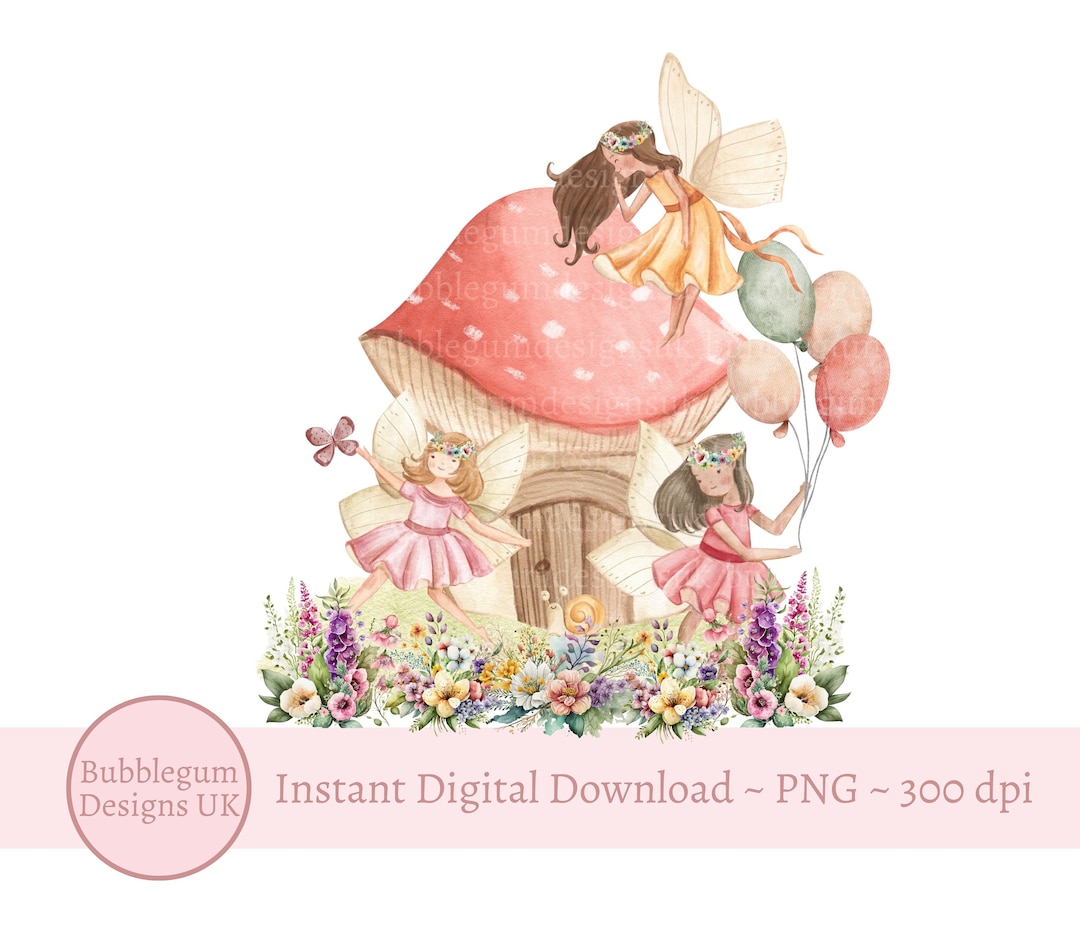 Fairy Toadstool PNG, Fairies Sublimation Design, Fairy Birthday Party ...