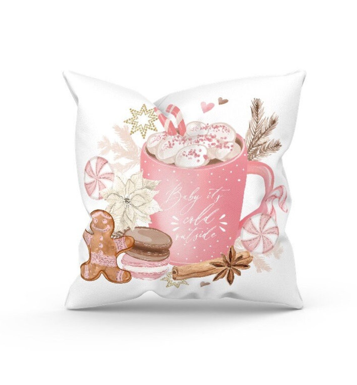 Pink Gingerbread & Hot Cocoa Mug PNG Pink Christmas - Etsy