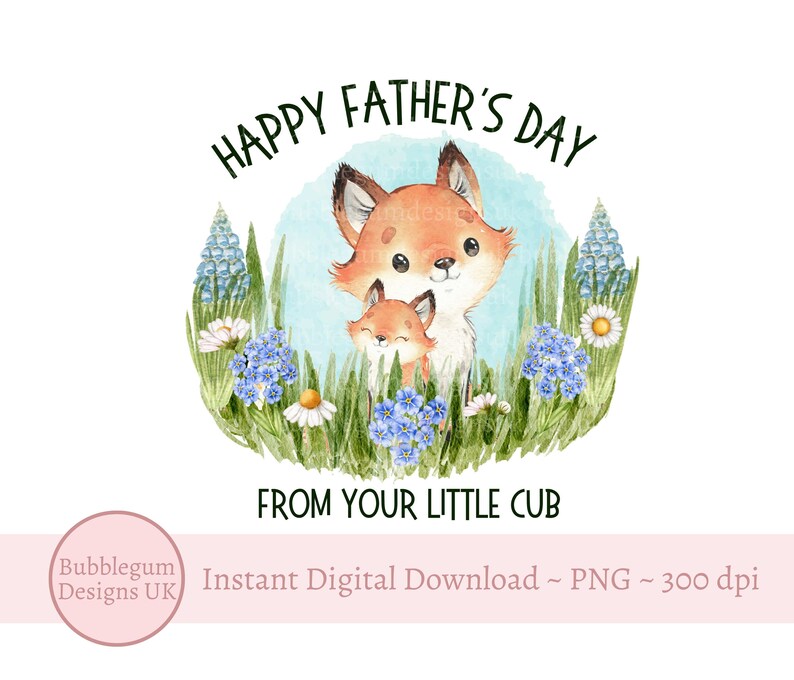 Happy Father's Day Little Fox Cub PNG Daddy Fox Baby - Etsy UK
