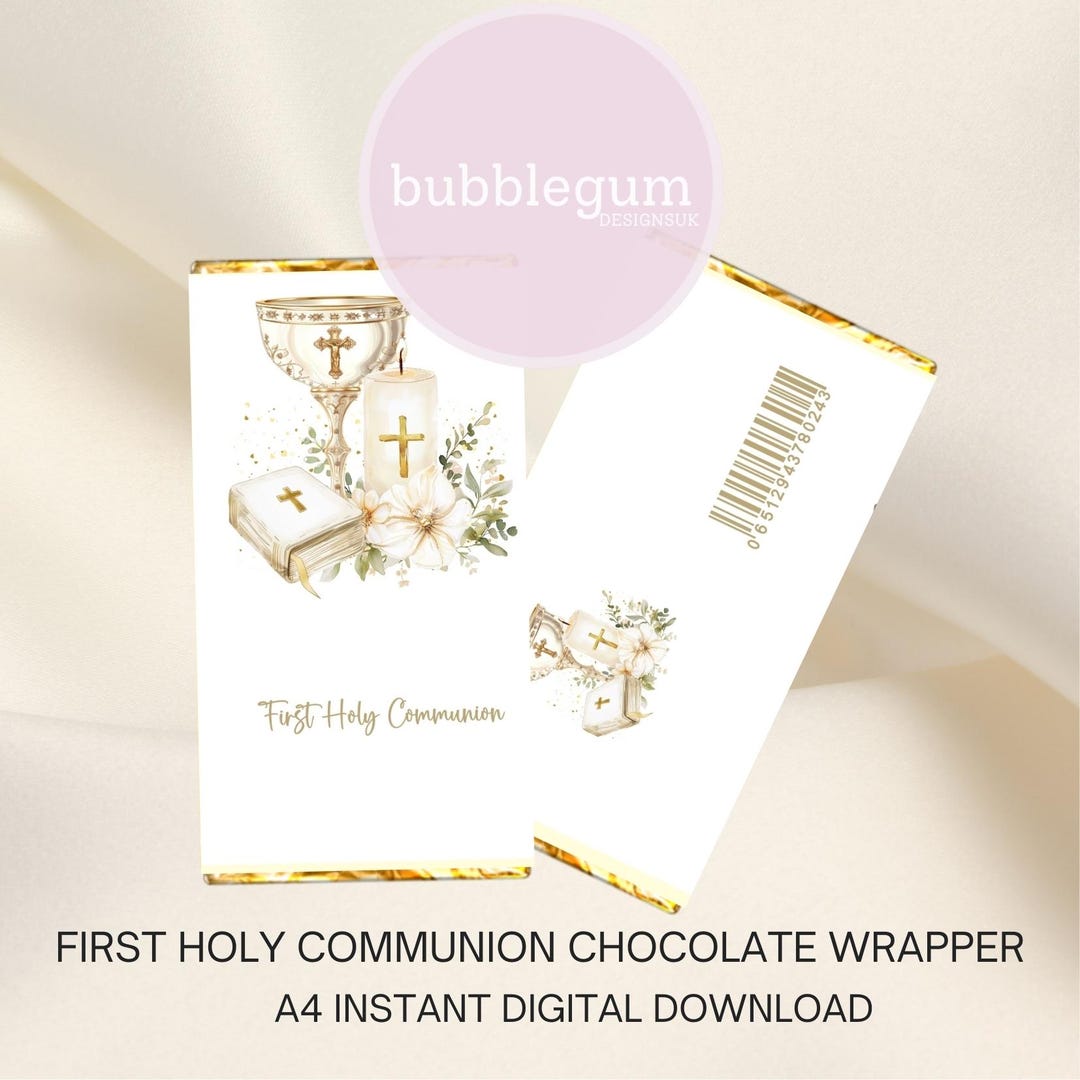 Printable First Holy Communion Chocolate Bar Wrapper, First Communion ...