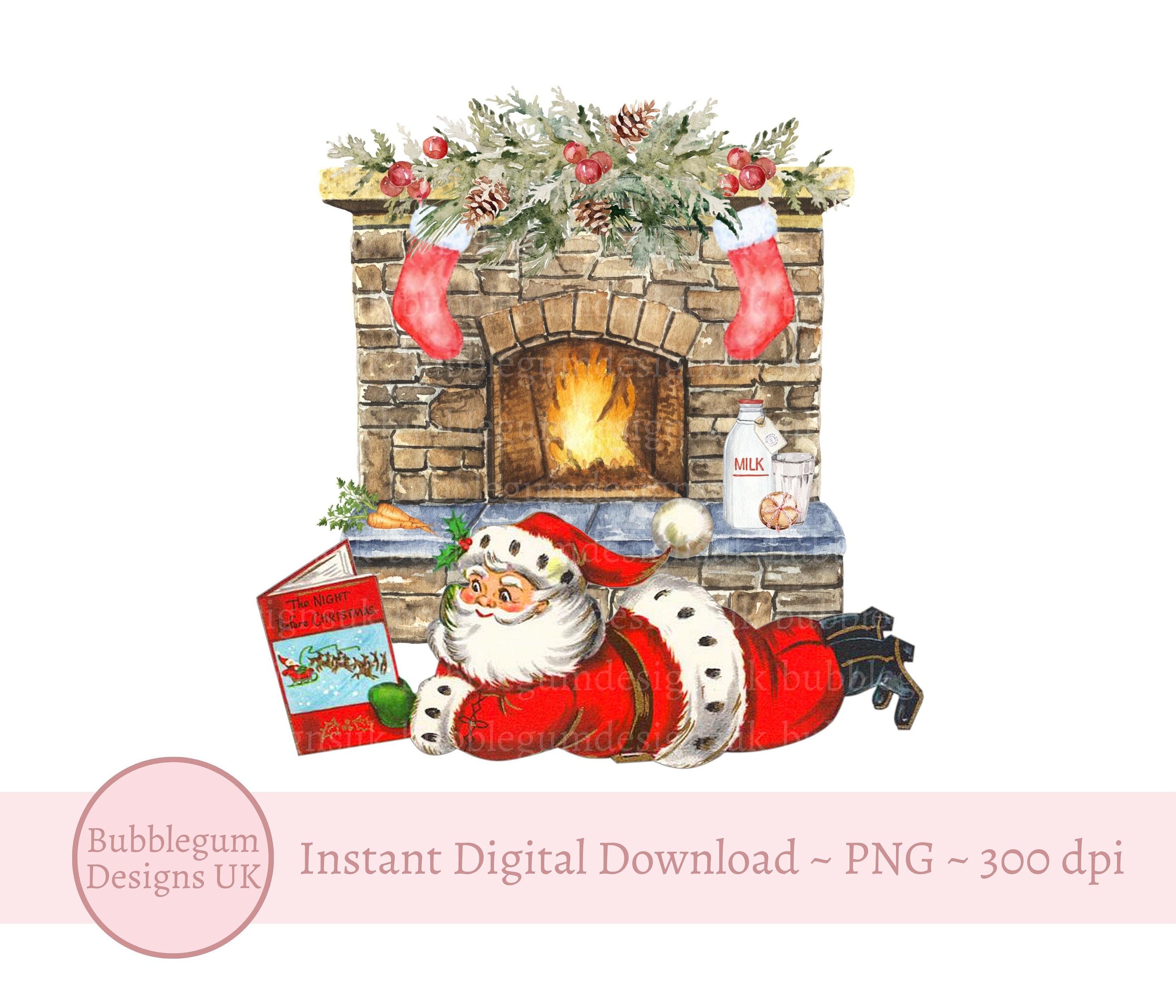 Santa Fireplace Clipart
