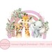 Pink Safari Animals Rainbow PNG, Cute Elephant, Giraffe, Leopard ...