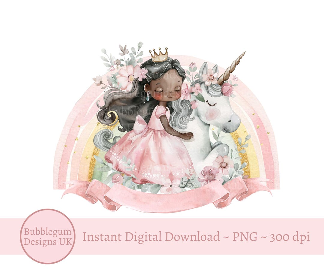 Pink Princess Rainbow PNG, Princess Birthday Sublimation Design, Girl's ...