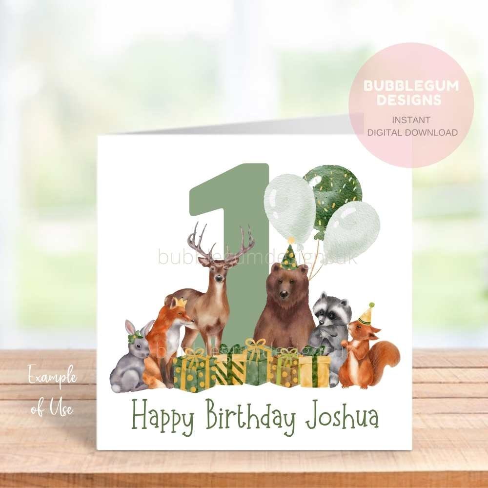 First Birthday Woodland Animals PNG Watercolor Baby Animals - Etsy