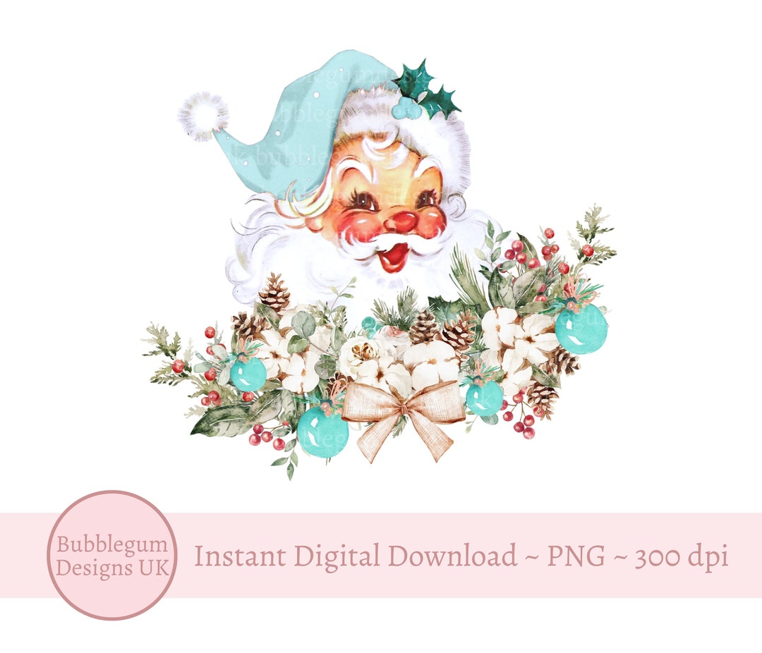 Blue Santa Christmas PNG, Christmas Clip Art, Vintage Santa Design ...
