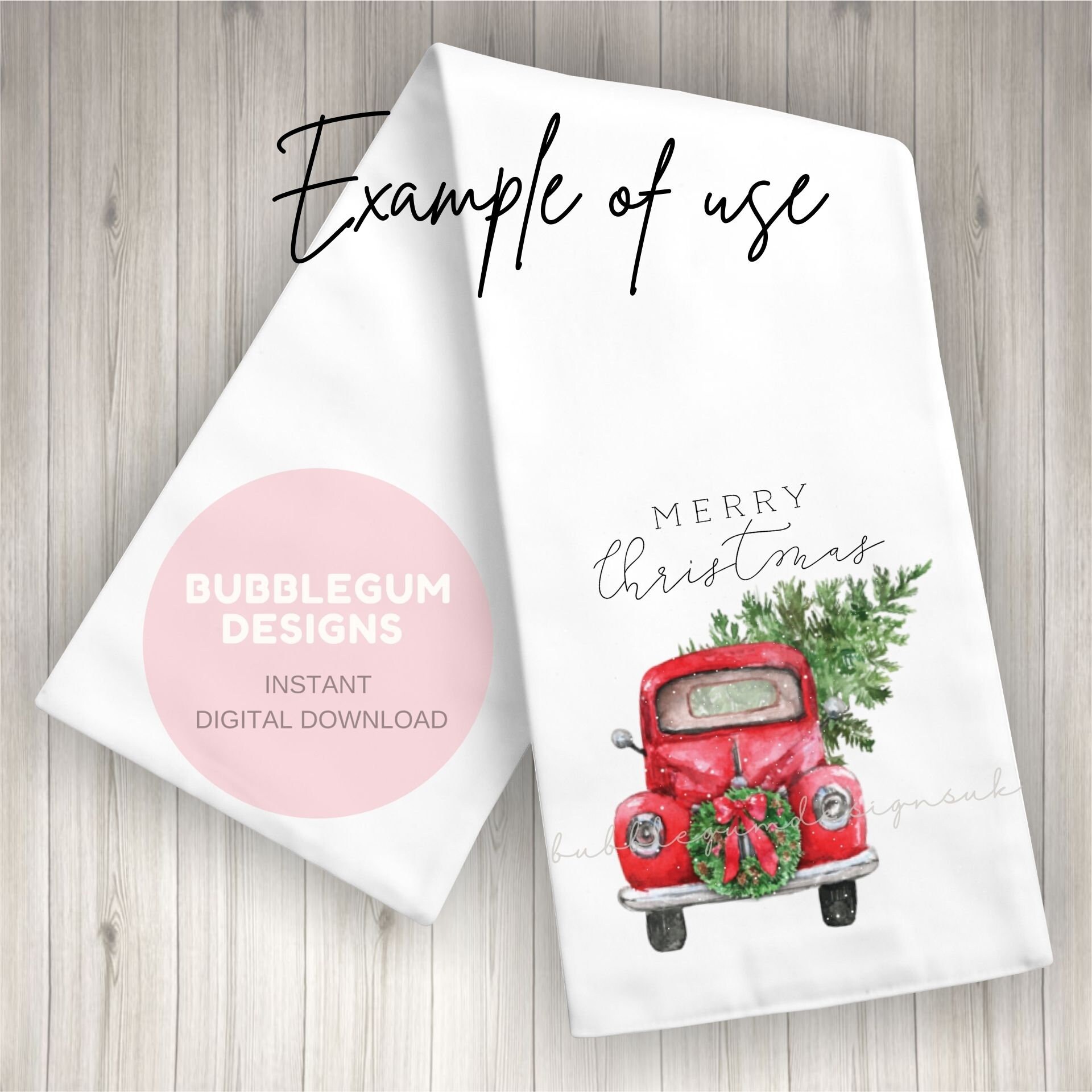 Merry Christmas Red Truck PNG Christmas Card Design | Etsy UK