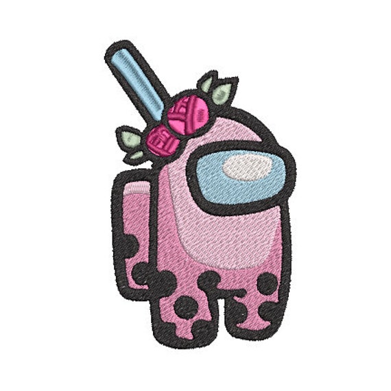 Among Us / Strawberry Rose Boba Bubble Milk Tea Embroidery | Etsy