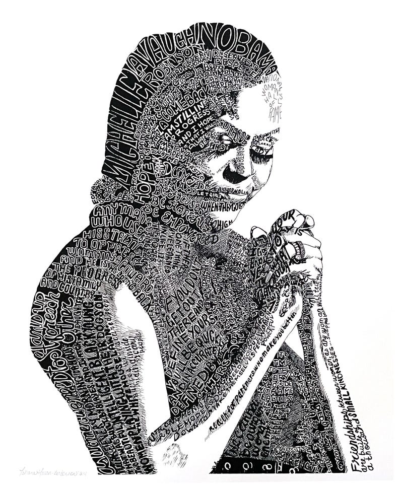 Michelle Obama Word Portrait Mounted 11 X 14" - Etsy
