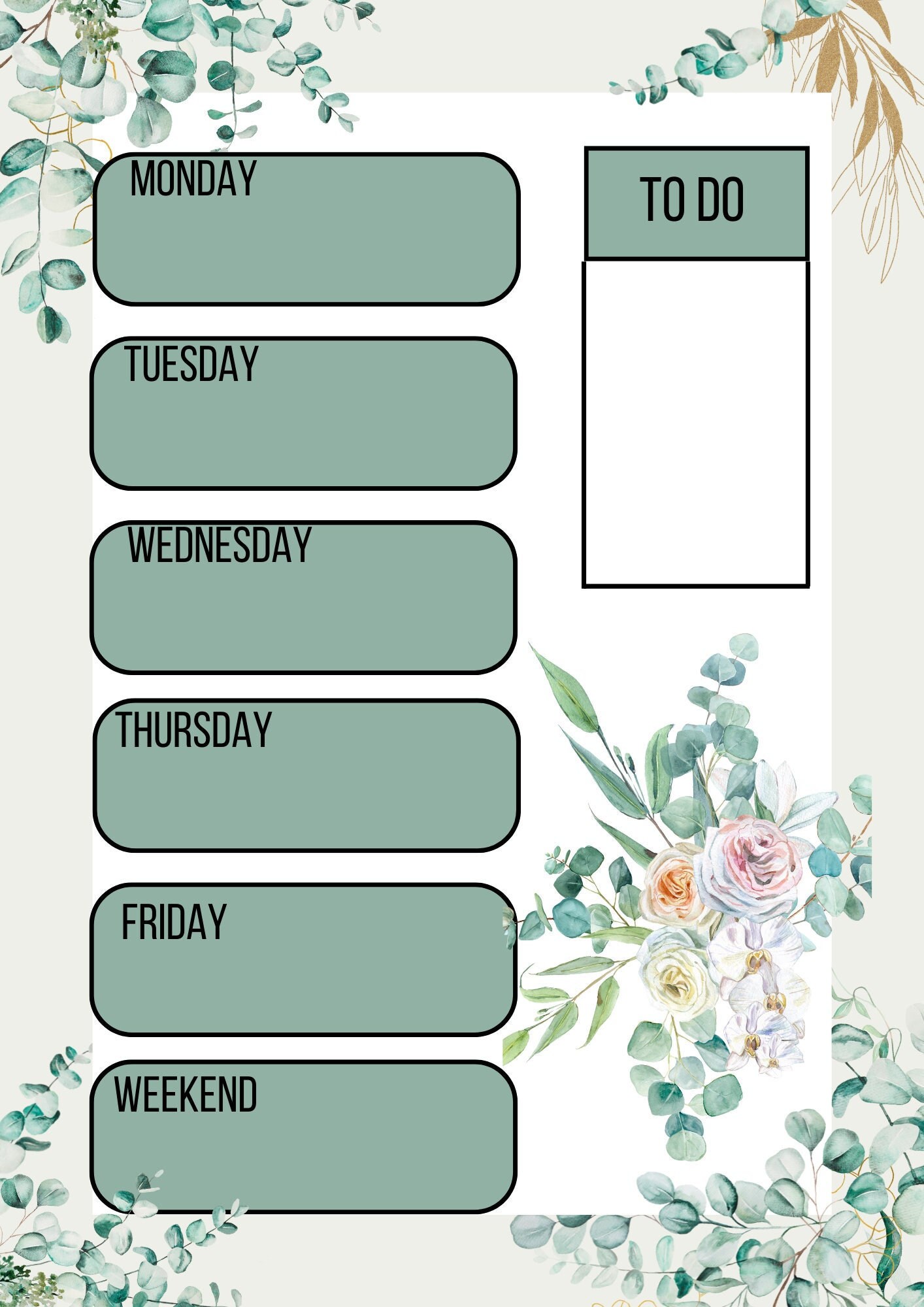 Weekly Planner - Plant Layout #1 - Etsy