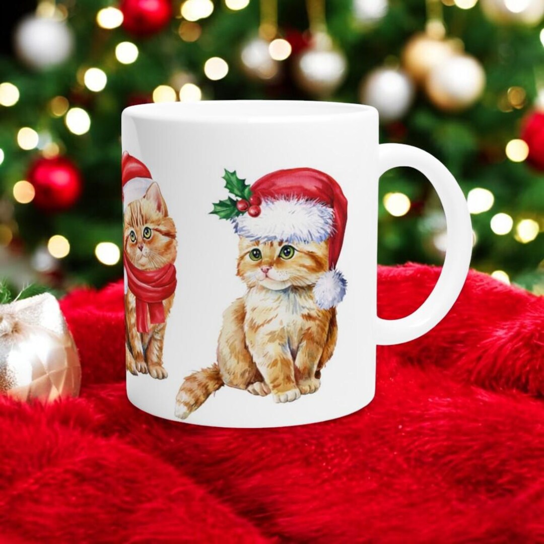 Christmas Cats Mug Cute Festive Design Perfect Holiday Gift for Cat ...