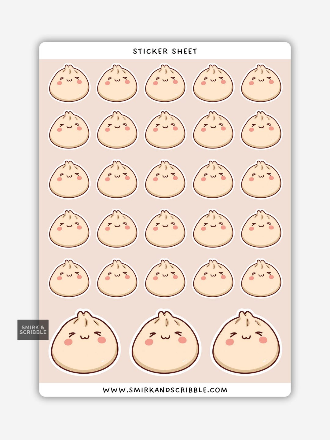 Cute Kawaii Dumpling Stickers, Kiss Cut Matte Vinyl Sticker Sheet - Etsy