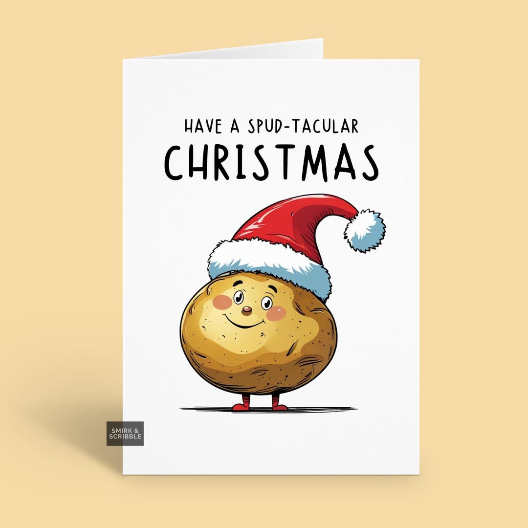 Funny Potato Spud Pun Christmas Card for Him or Her, Christmas Cards - Etsy