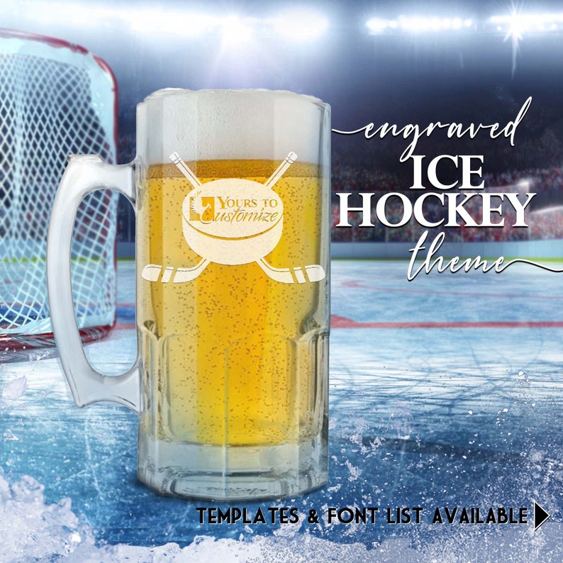 Custom Hockey Giant Beer Stein Glass Trophy Personalized Etched ...