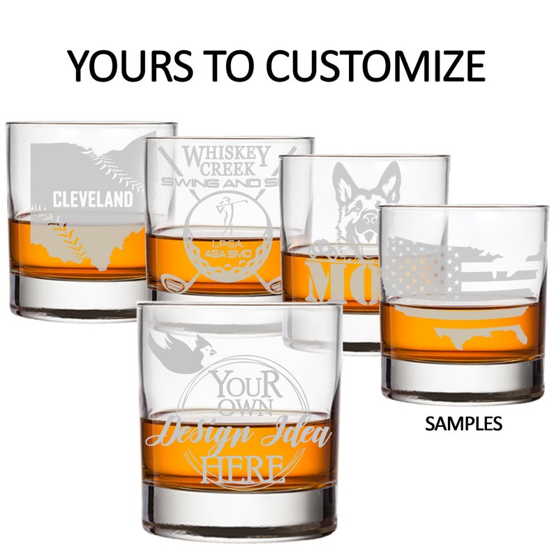 Custom Whiskey Glasses Personalized Logo Bourbon Rocks Etsy