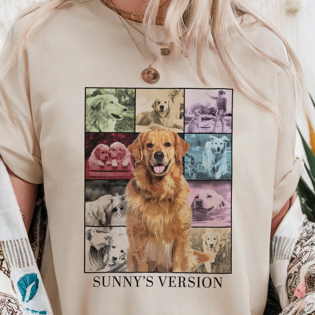 Custom Pet Portrait T-shirt Cotton Personalized Multiple Photo Unisex ...