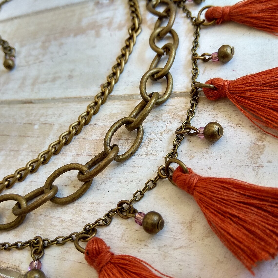 Tassel Necklace Boho & Gypsy Style Multi Strand Chain - Etsy