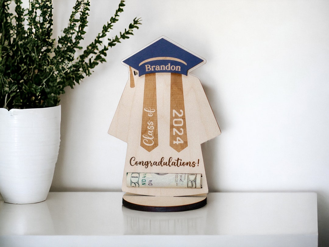2024 Graduation Gown Money Holder Frame Custom Regalia Gift Message ...
