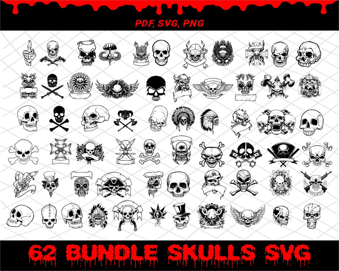 Skulls Svg Bundle Skulls Collection Vectors Svg Cut Files - Etsy