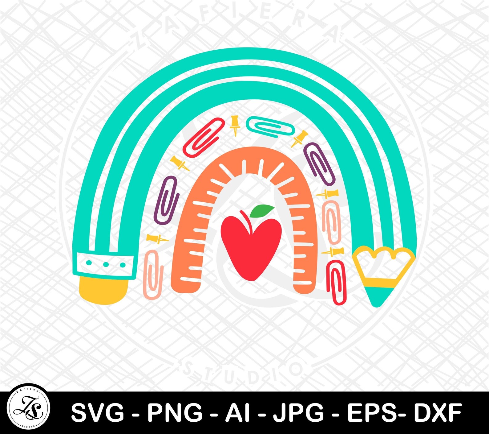 School Supply Rainbow, Back to School Svg, Hello School Svg, Layered ...